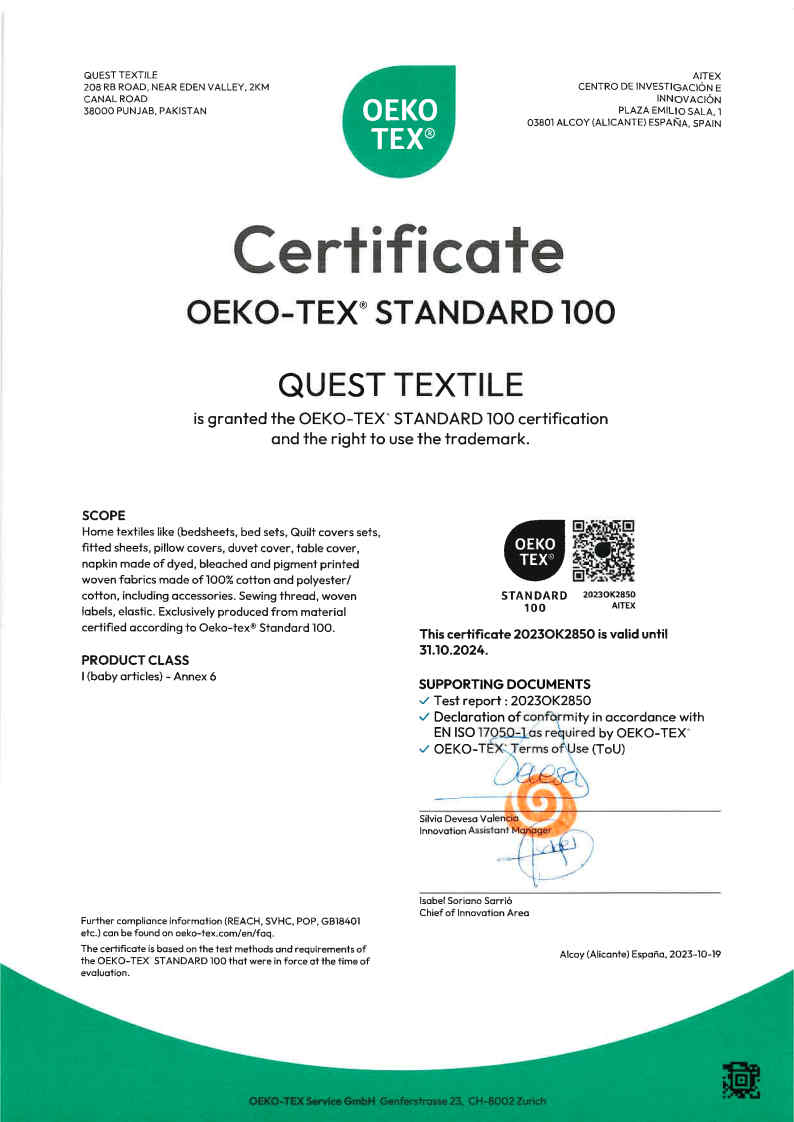 Certifications – Quest Textiles